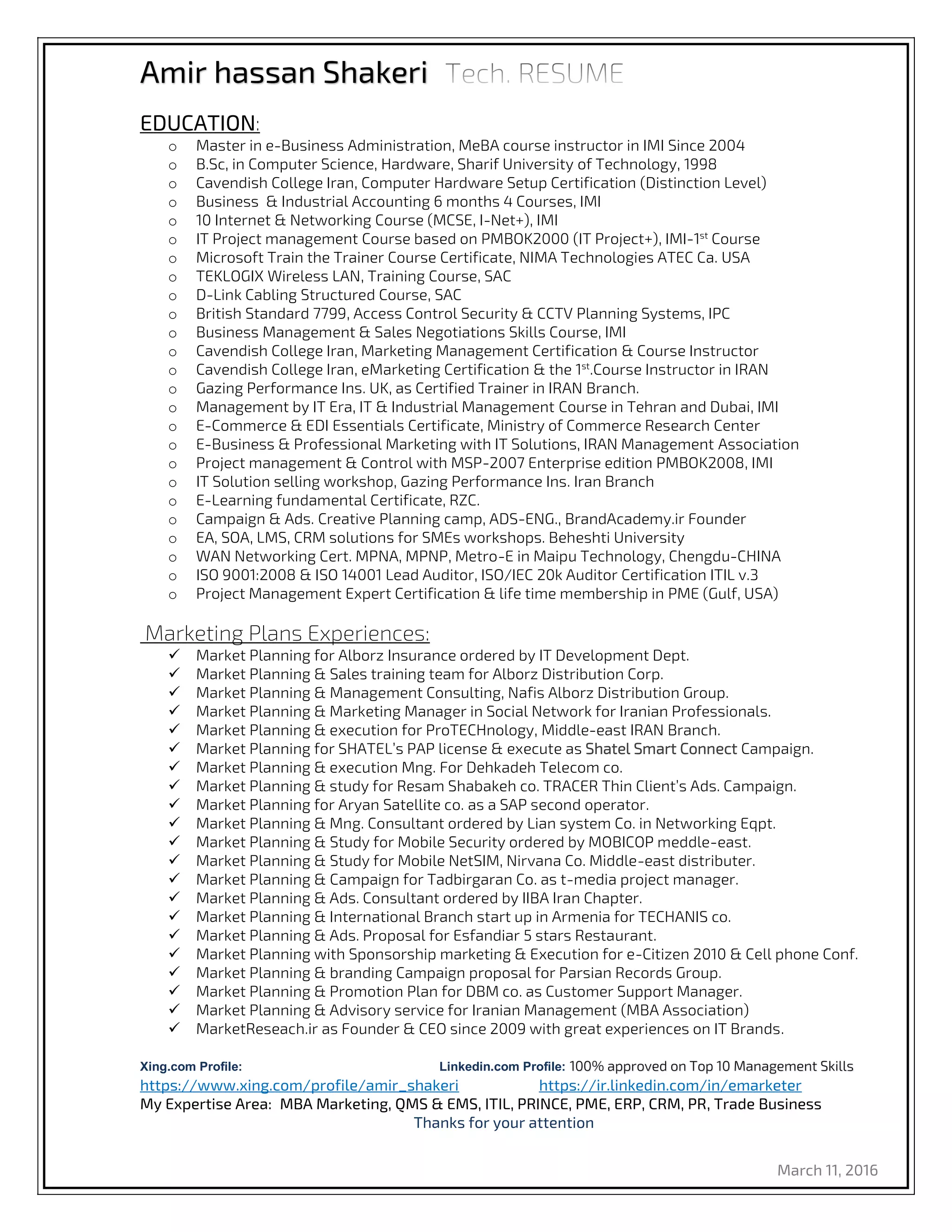 Amir Hassan Shakeri--Tech.RESUME | PDF