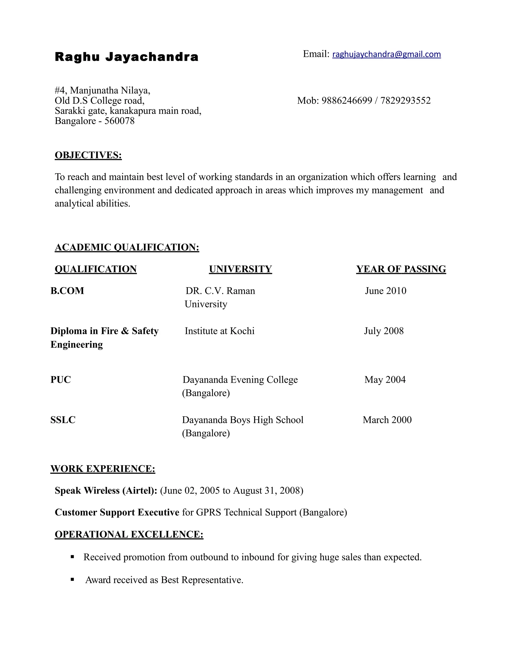 Raghu Jayachandra Resume with all | ODT | Business | Business and Finance