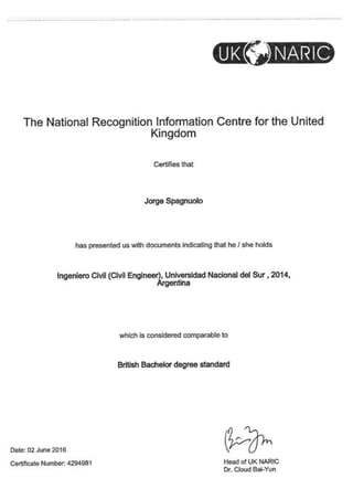 Naric Cert of Comparability | PDF