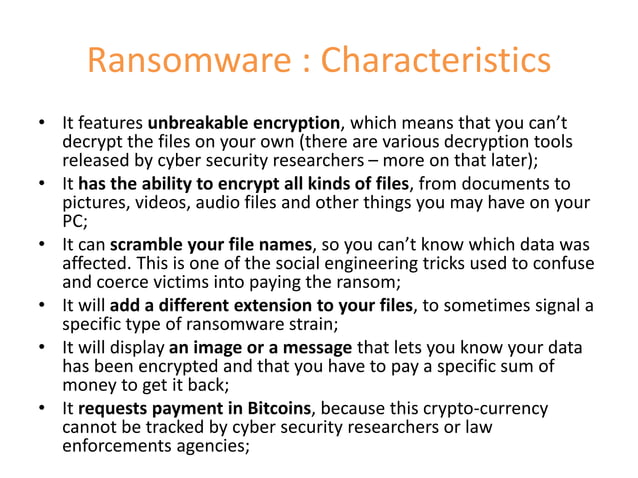 Ransomware : A cyber crime without solution ? by Prashant Mali | PPT