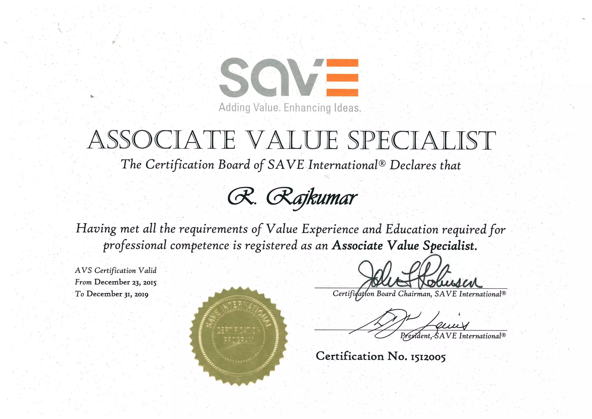 VAVE certification | PPT