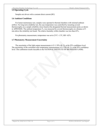 Runlite 26mm Filament LED LM-80 test report.PDF | Physics | Science
