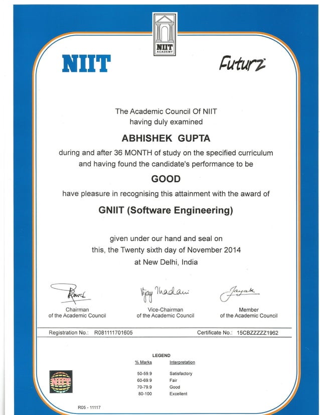 NIIT Certificate | PDF