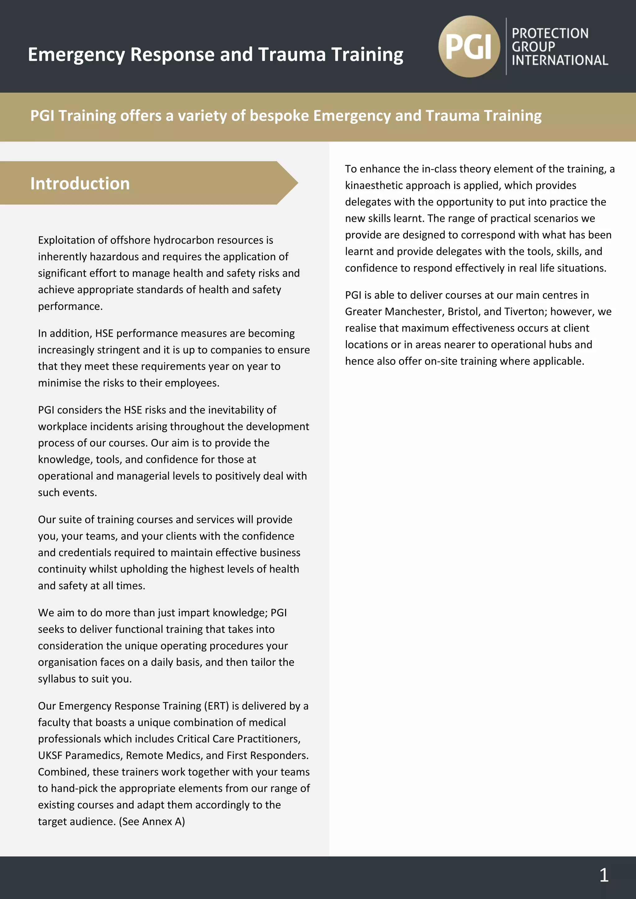 Emergency Response and trauma training | PDF