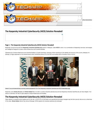 The Kaspersky Industrial CyberSecurity (KICS) Solution Revealed! - Tech ...