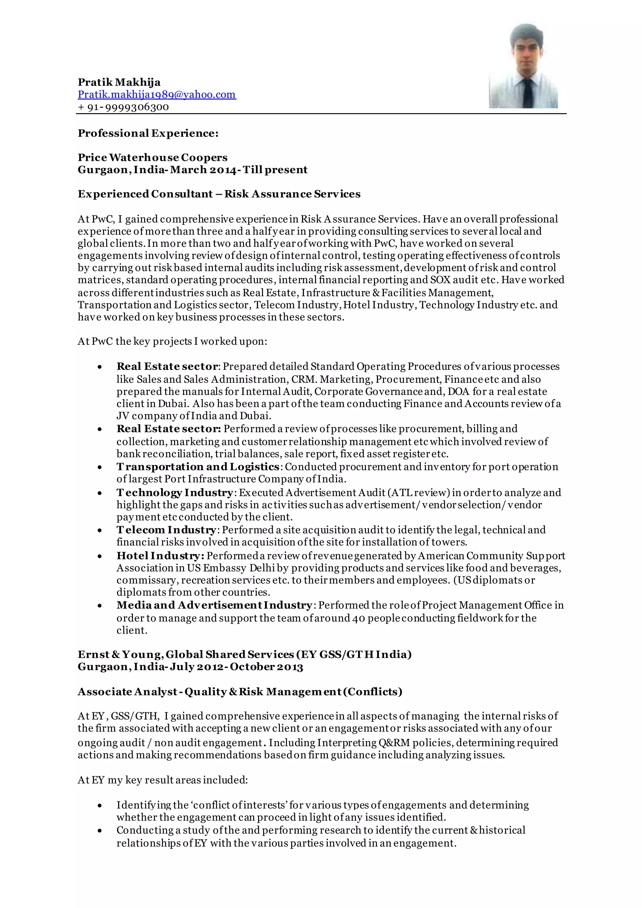 (Pratik Makhija CV) | DOCX