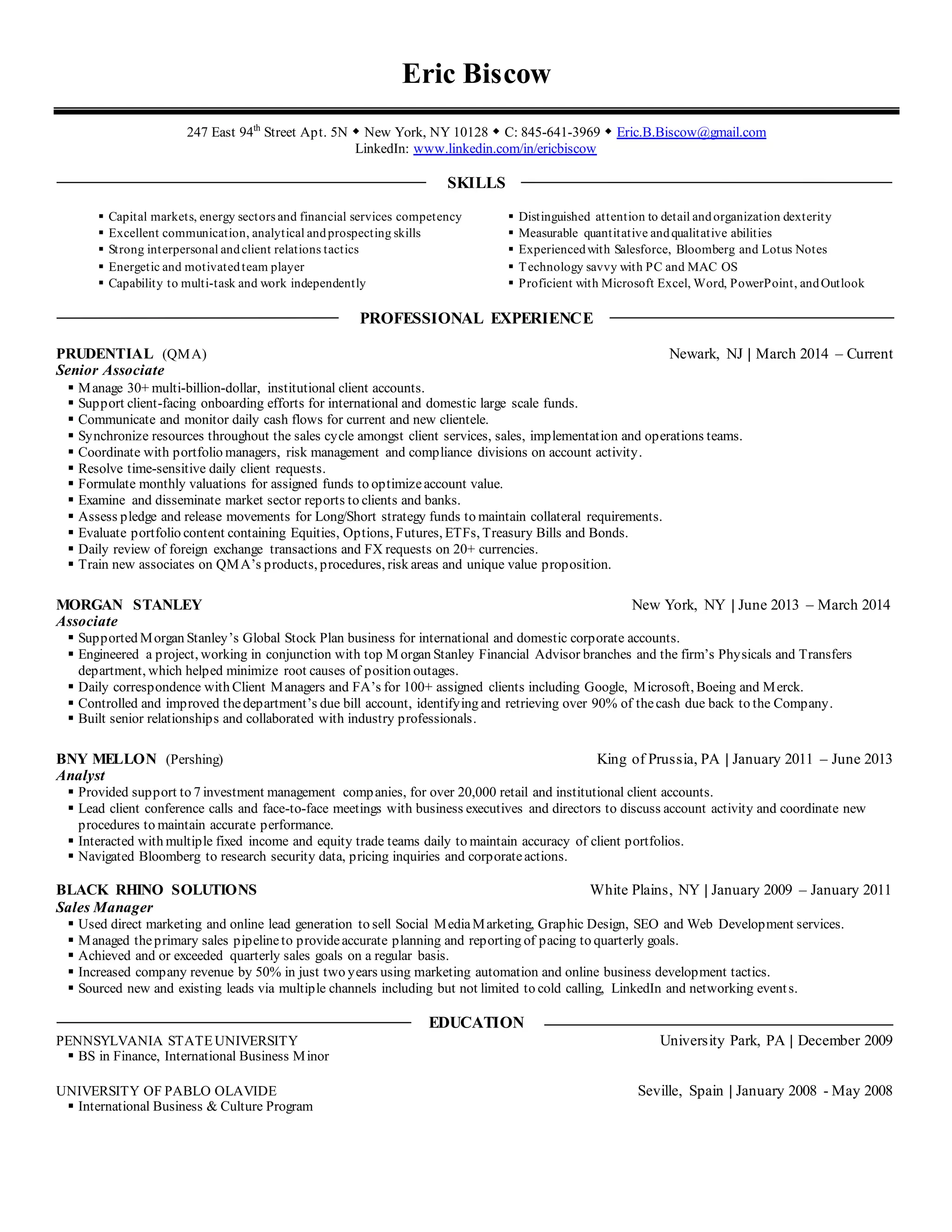 Resume - Eric Biscow | DOCX