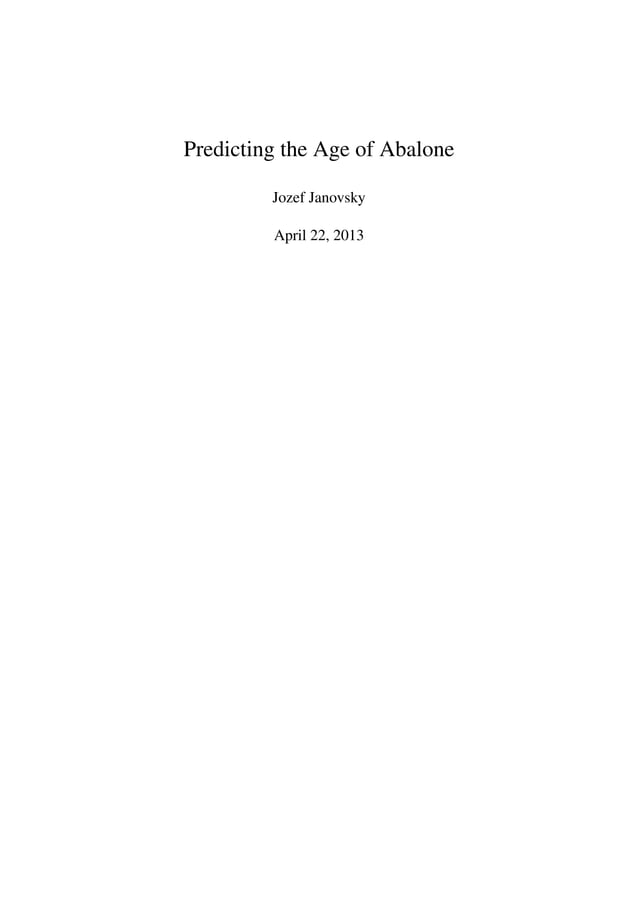Predicting the age of abalone | PDF