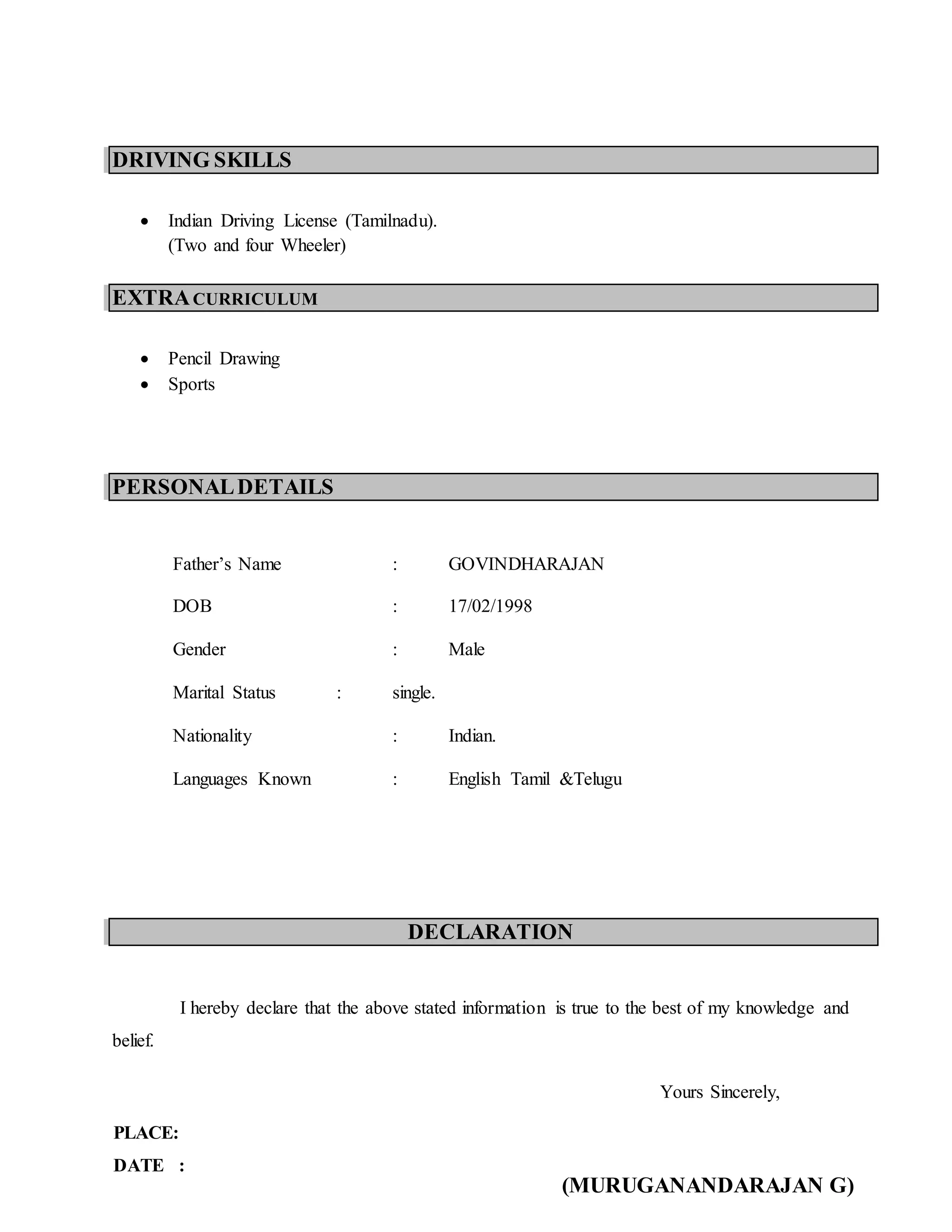 MURU GAN RESUME | DOCX | Education