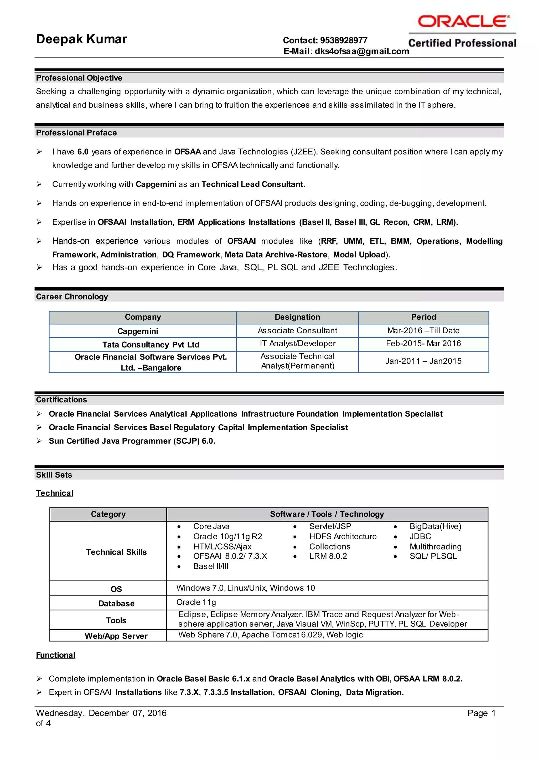 Deepak_OFSAA_6_Years_Exp_Resume | DOCX