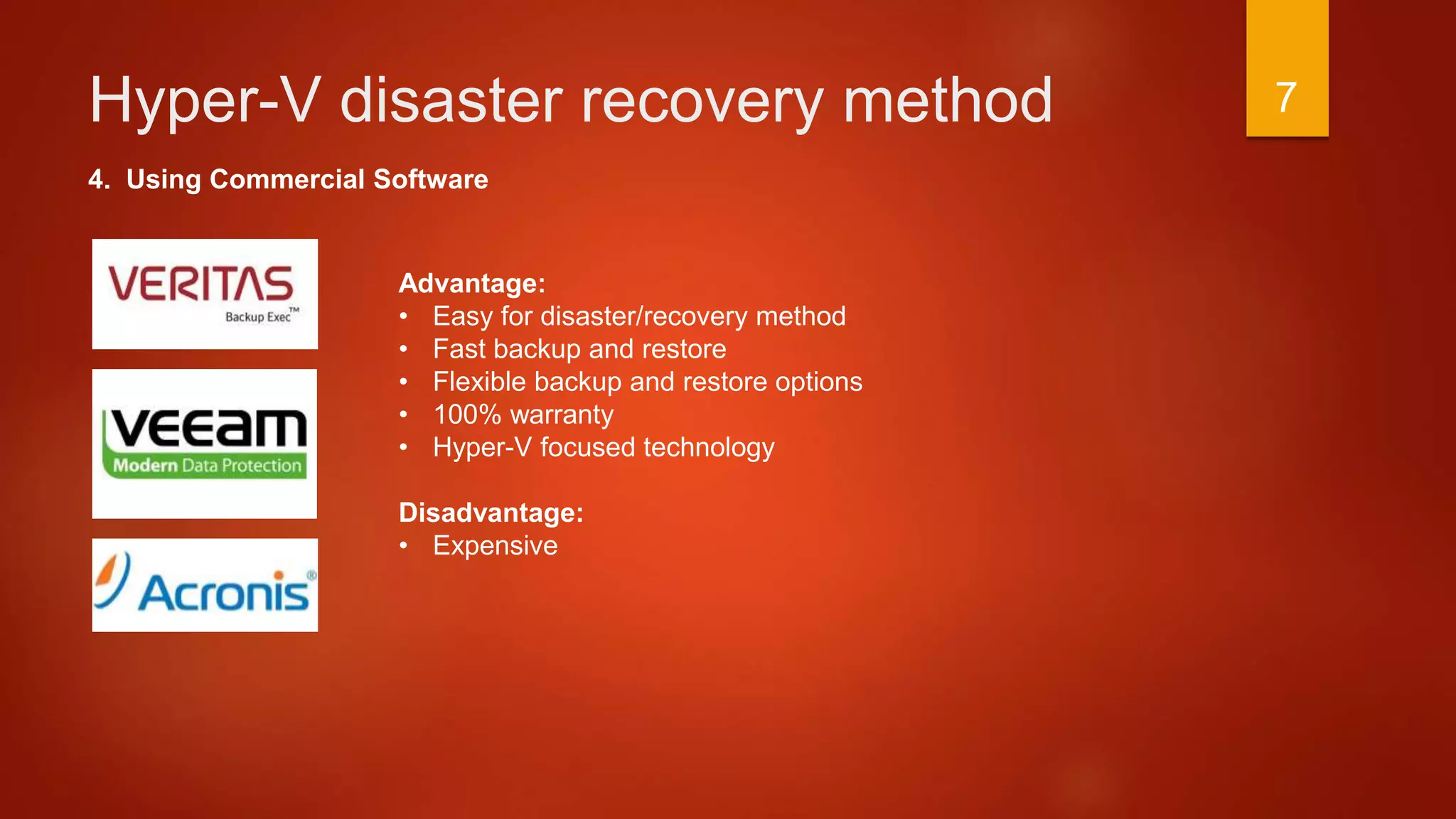 Hyper-V Disaster Recovery Optimizing | PPT