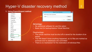 Hyper-V Disaster Recovery Optimizing | PPTX