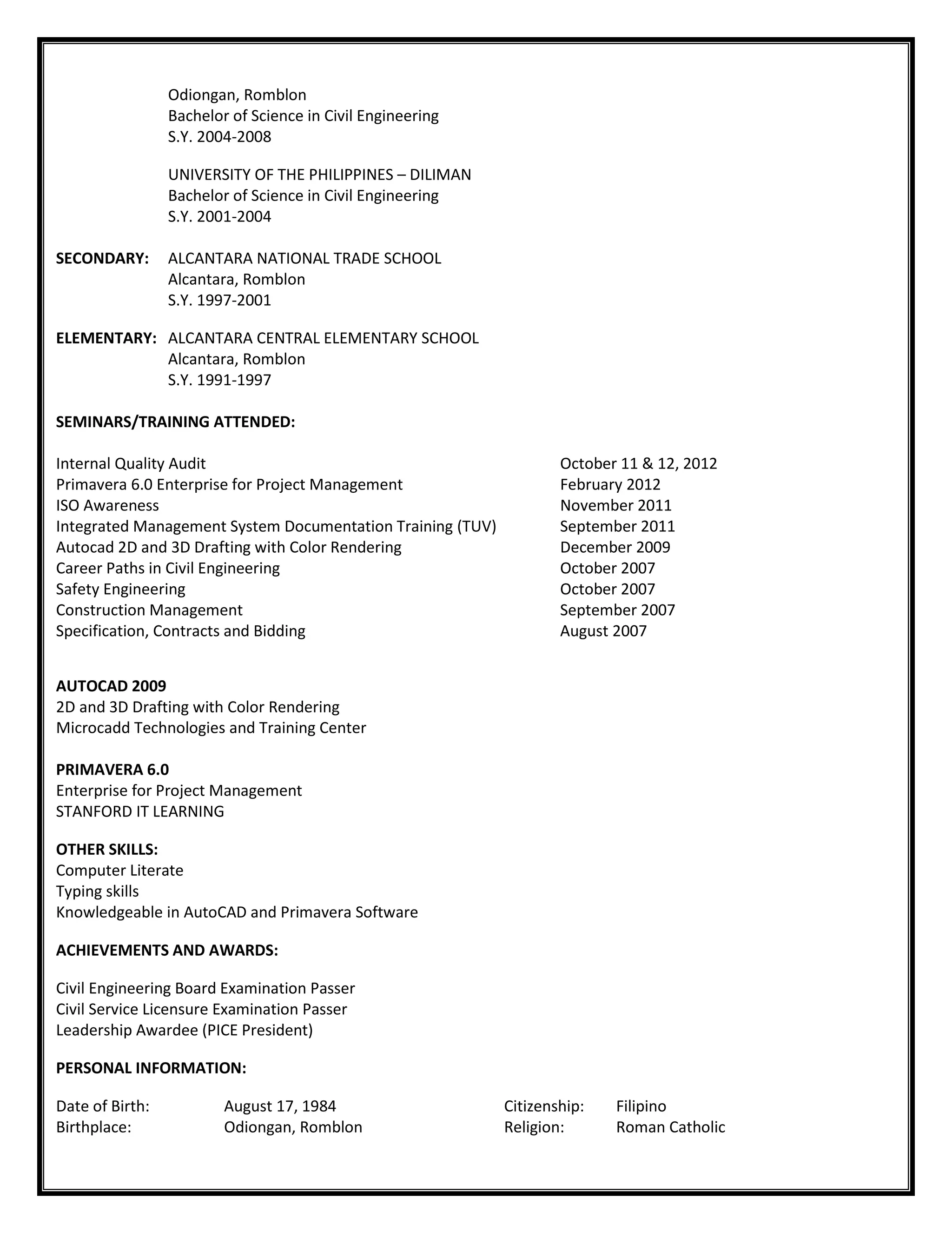 Engr. ALPHINE A. ARRIOLA _RESUME | PDF