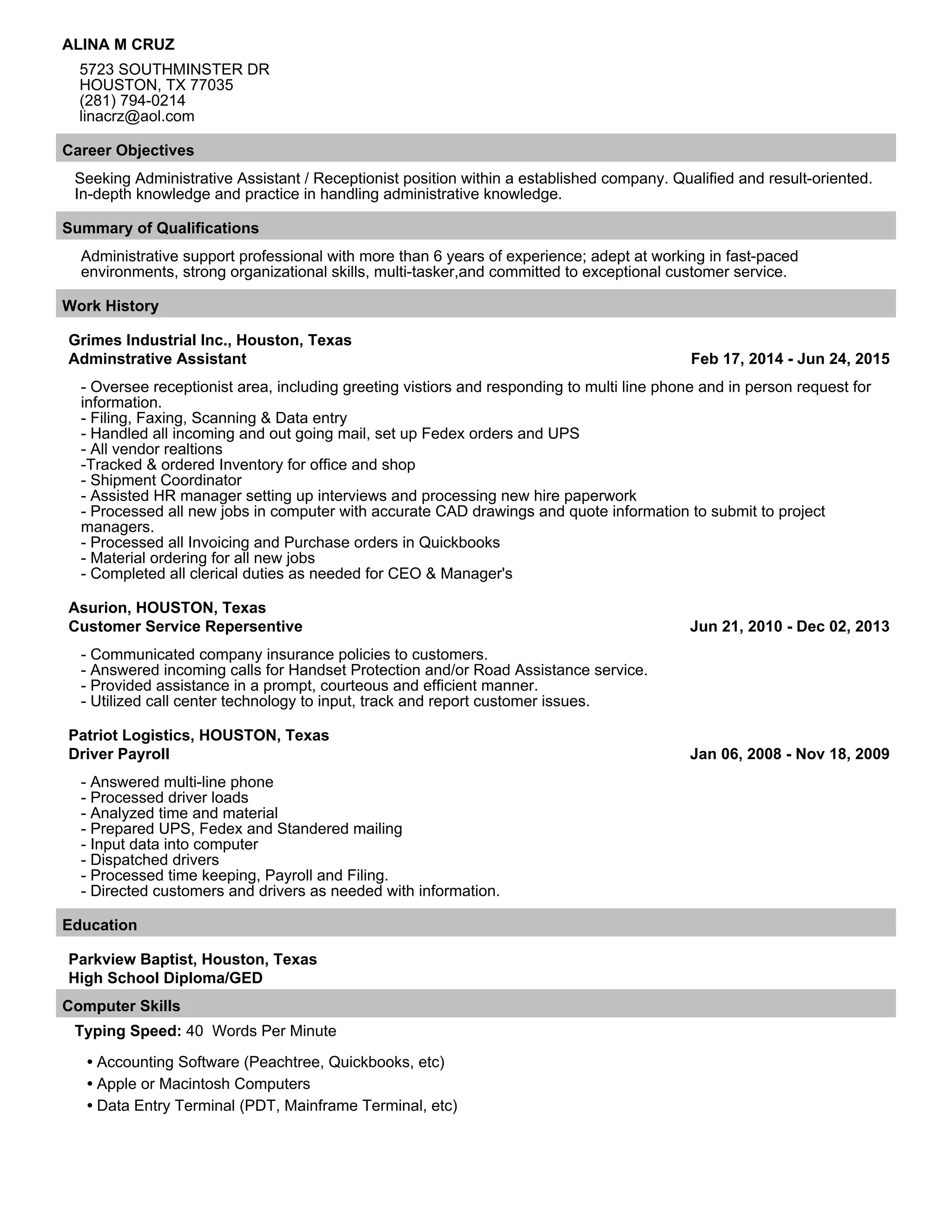 Alina M. Cruz Resume | PDF