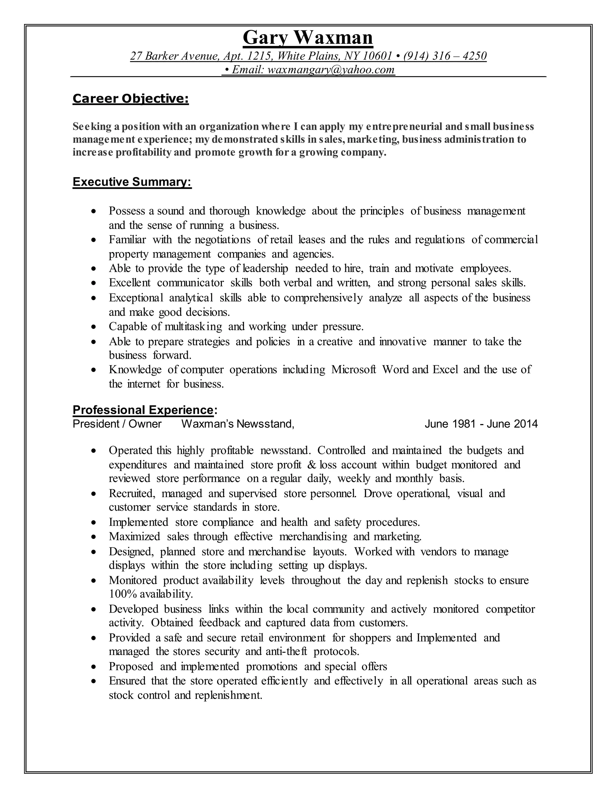 Gary resume draft 022315-6 | PDF