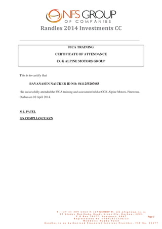 FIC CERTIFICATE | PDF