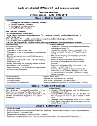 Crespo UBD Complex Numbers | PDF