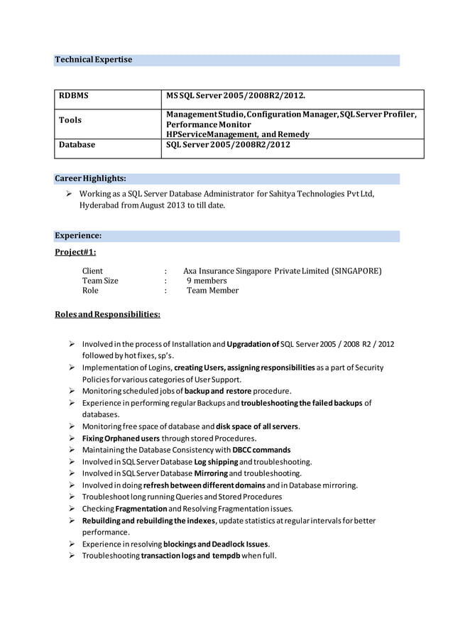 DBA Resume | PDF