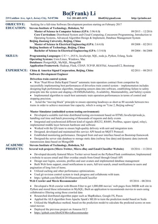 Bo(Frank)_Li_Resume | PDF | Programming Languages | Computing