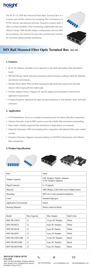 6C DIN Rail Mounted Fiber Terminal Box | Compact Indoor FTTH ...