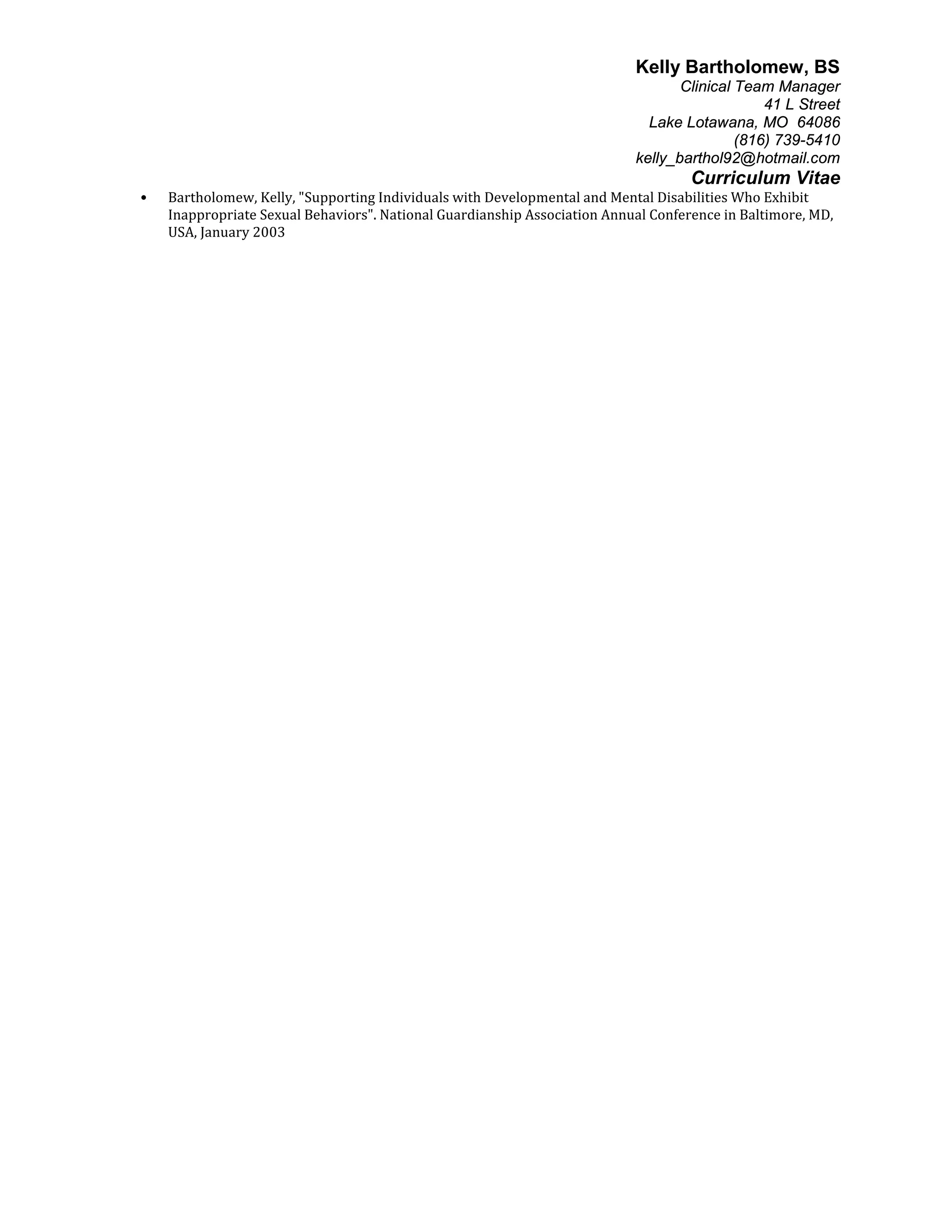 CV_Bartholomew, Kelly | PDF