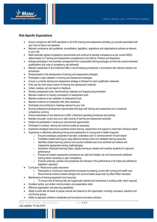 Clinical Trainer and Assessor Role Description | PDF