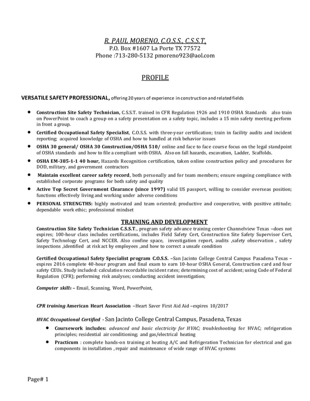 2015 RESUME Safety | DOCX