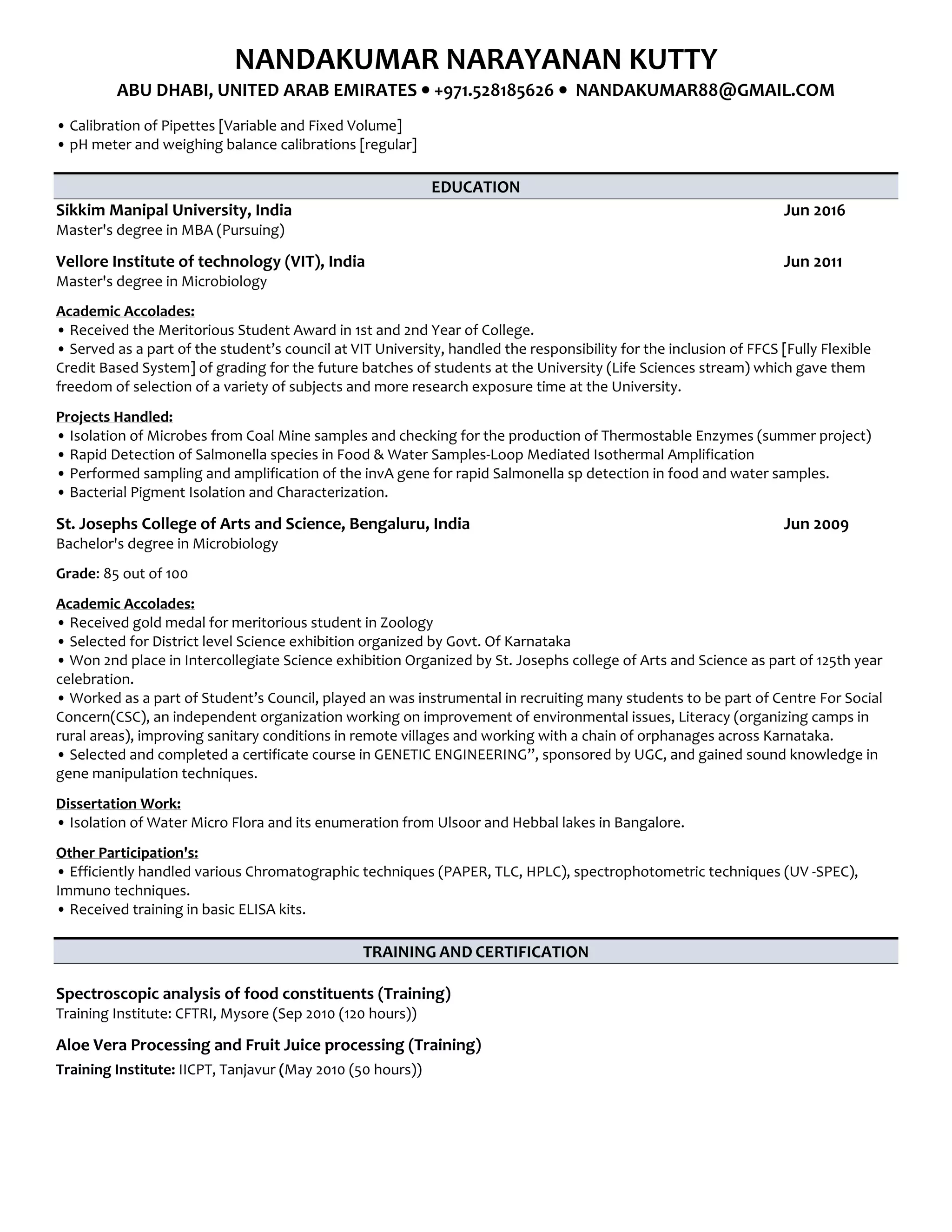 NANDAKUMAR CV for LinkedIn | PDF | Biotech and Biomedical Industry | Industries