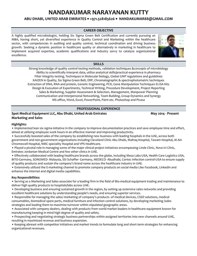 NANDAKUMAR CV for LinkedIn | PDF | Biotech and Biomedical Industry | Industries
