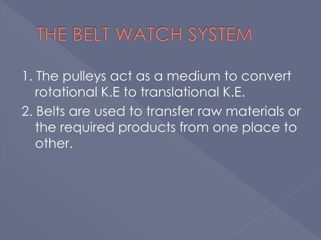 A PROJECT REPORT ON BELT WATCH SYSTEM FOR | PPTX | Business | Business ...