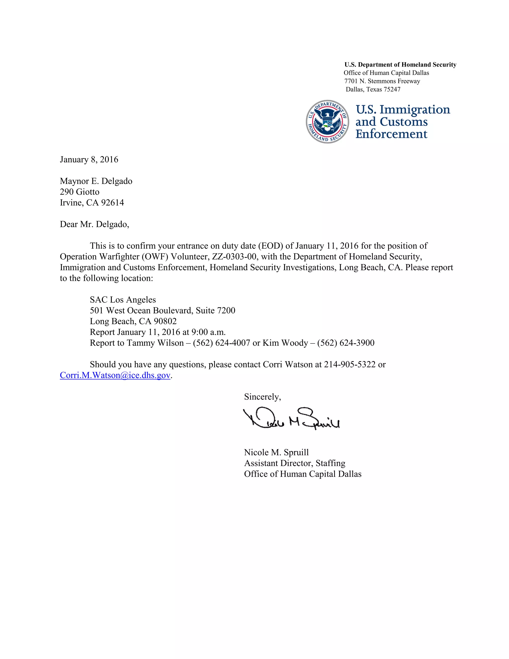 EOD Letter - Delgado Maynor | PDF