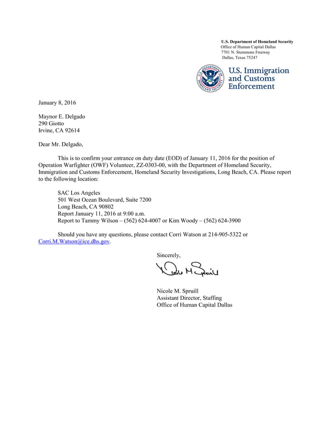 EOD Letter - Delgado Maynor | PDF