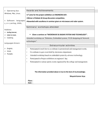 mayank resume | PDF | Technology & Computing