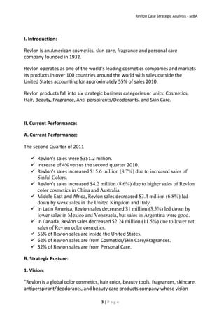 Revlon Strategic Analysis | PDF