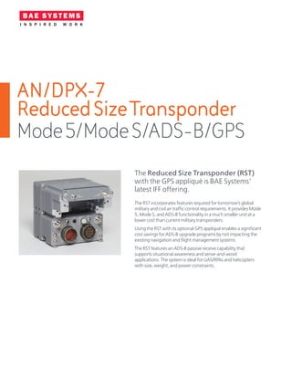2016 AN_DPX7 RST w_GPS_data sheet_web | PDF