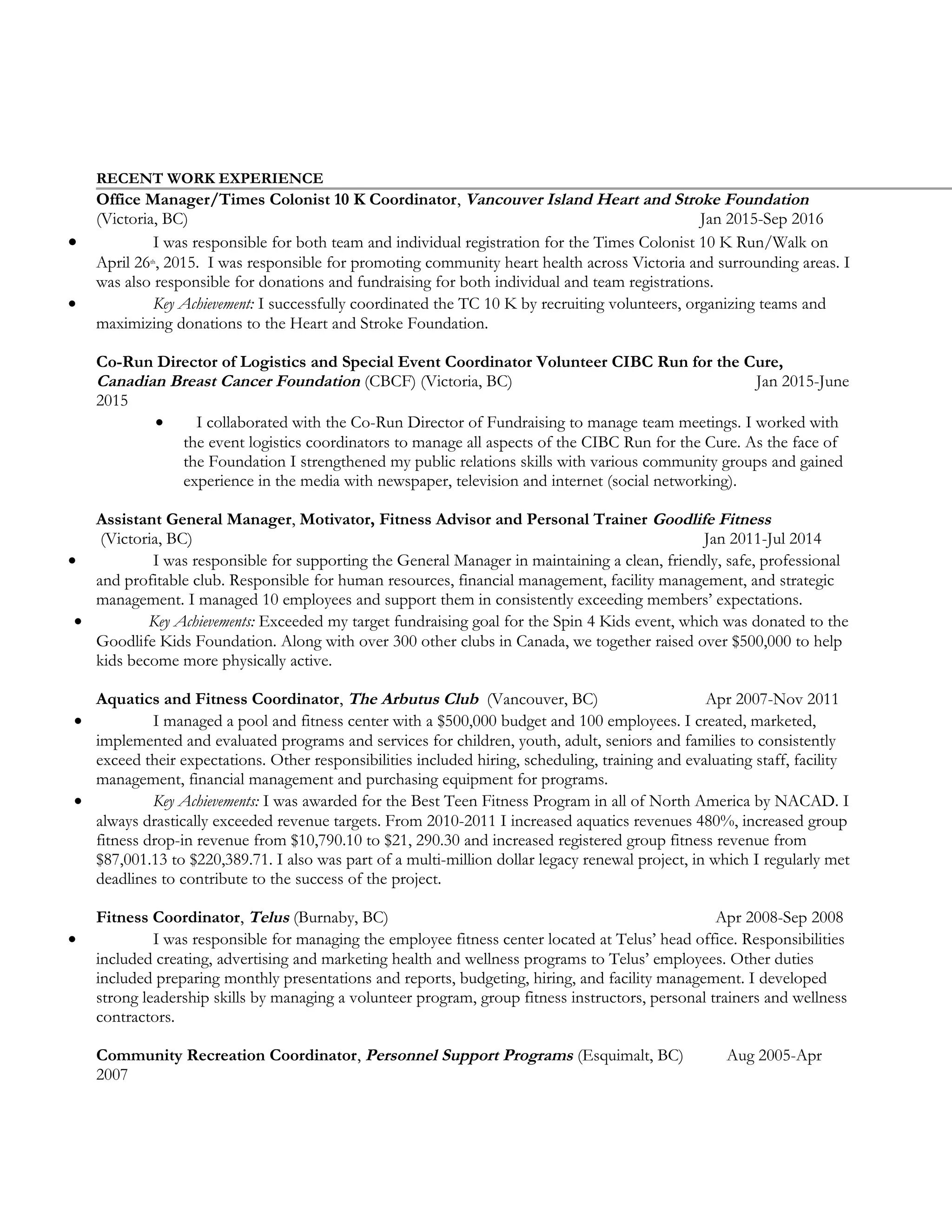 Resume Tim Hortons | DOC