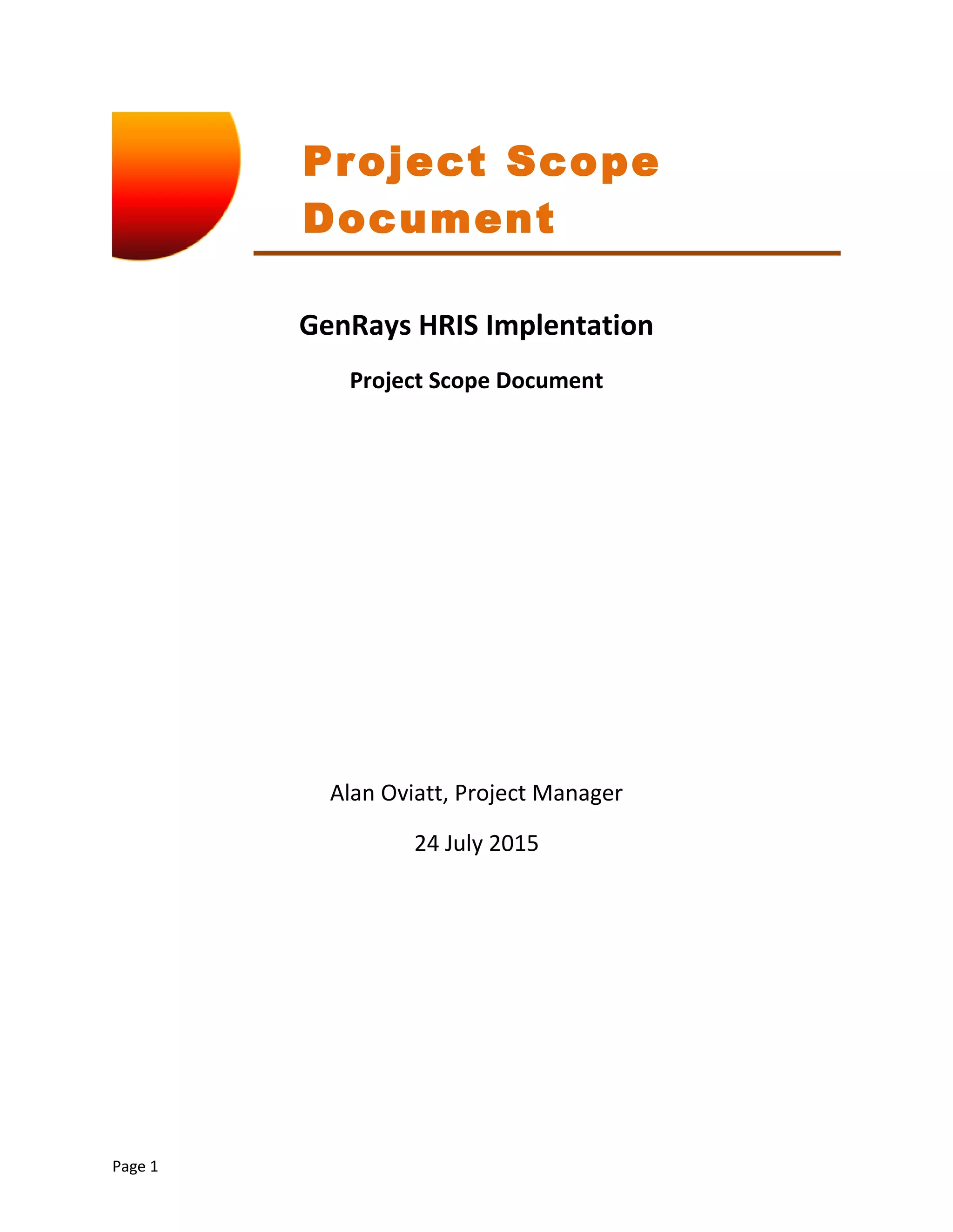 MGT2 - GenRays Project Scope Document | RTF | Databases | Computer Software and Applications