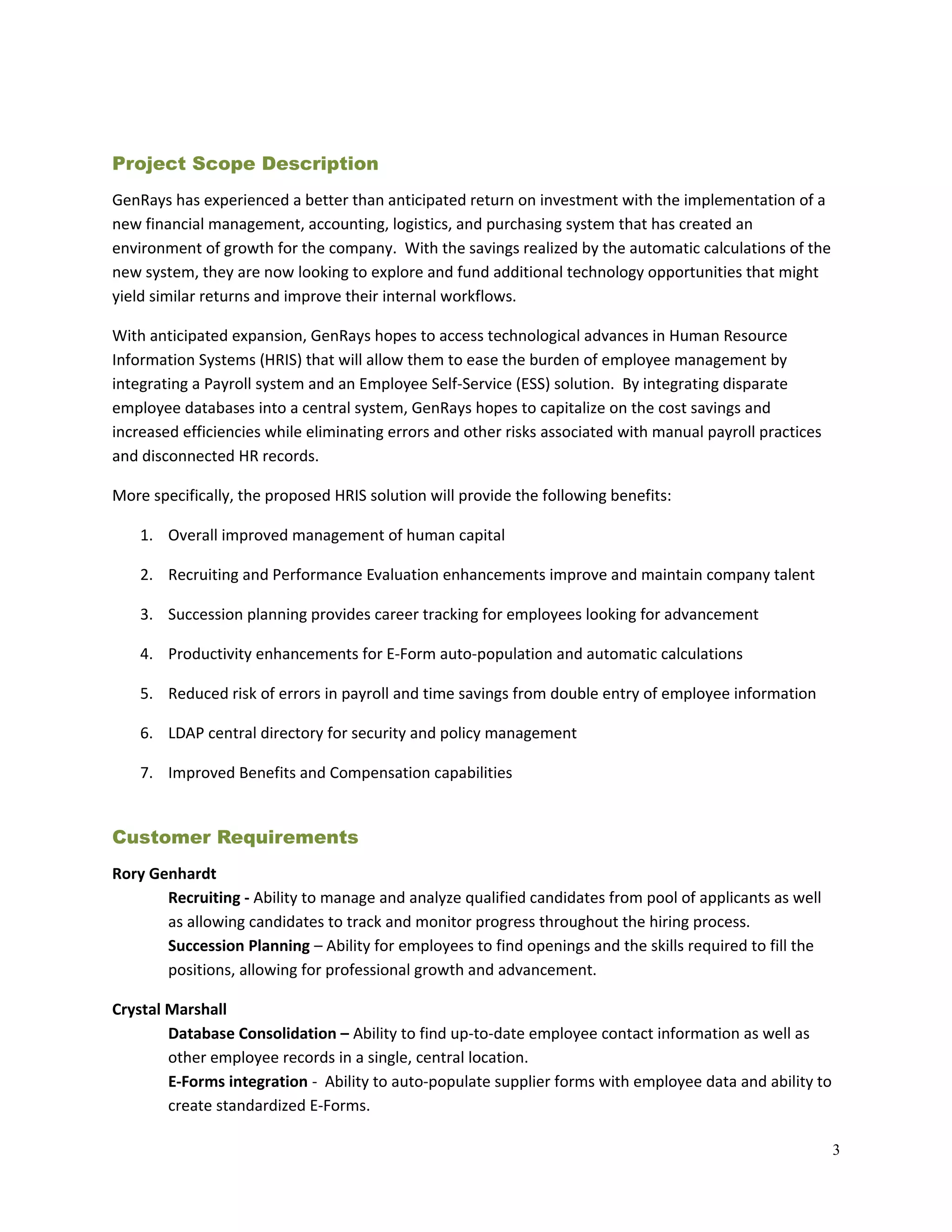 MGT2 - GenRays Project Scope Document | RTF | Databases | Computer Software and Applications