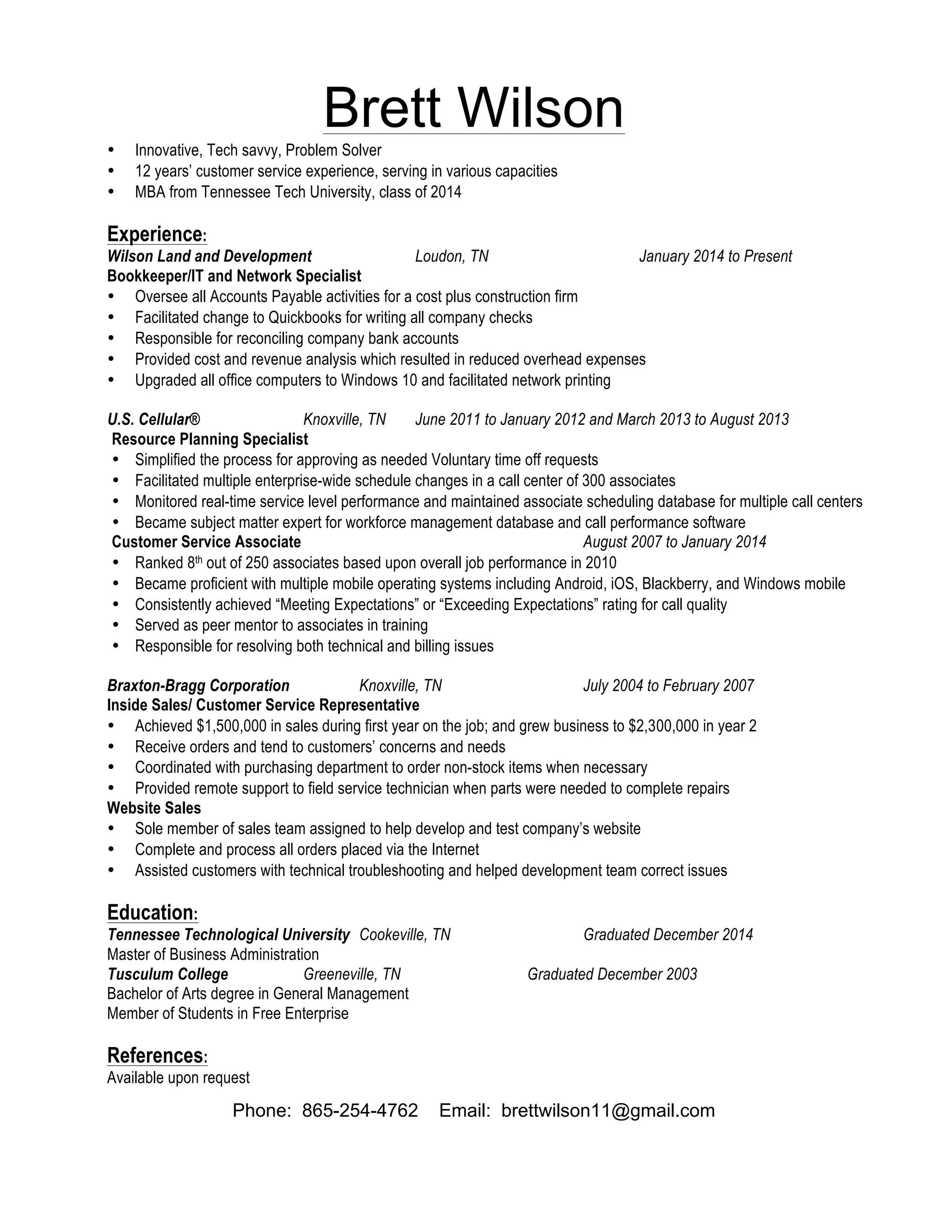Brett Wilson Resume | PDF