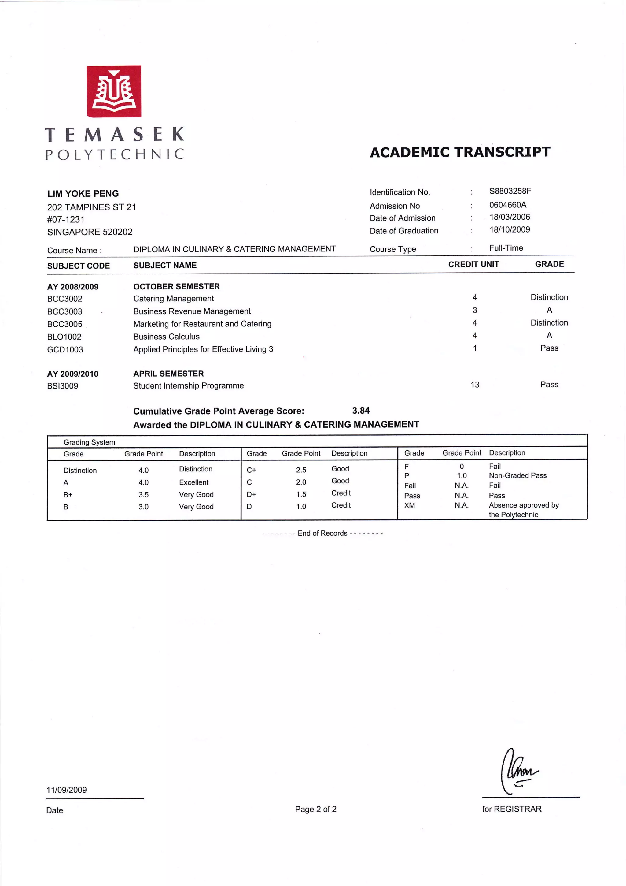 Temasek Polytechnic - Diploma in Culinary and Catering Management (dragged) | PDF