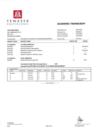 Temasek Polytechnic - Diploma in Culinary and Catering Management (dragged) | PDF