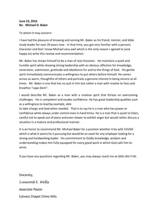 Letter of Recommendation by Lin Wells | PDF