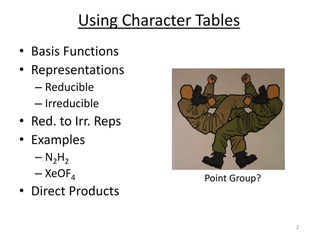 Character table in symmmetry operation a | PPTX | Chemistry | Science