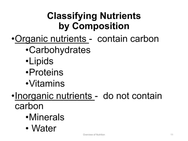 6 CLASSES OF NUTRIENTS | PPT | Chemistry | Science