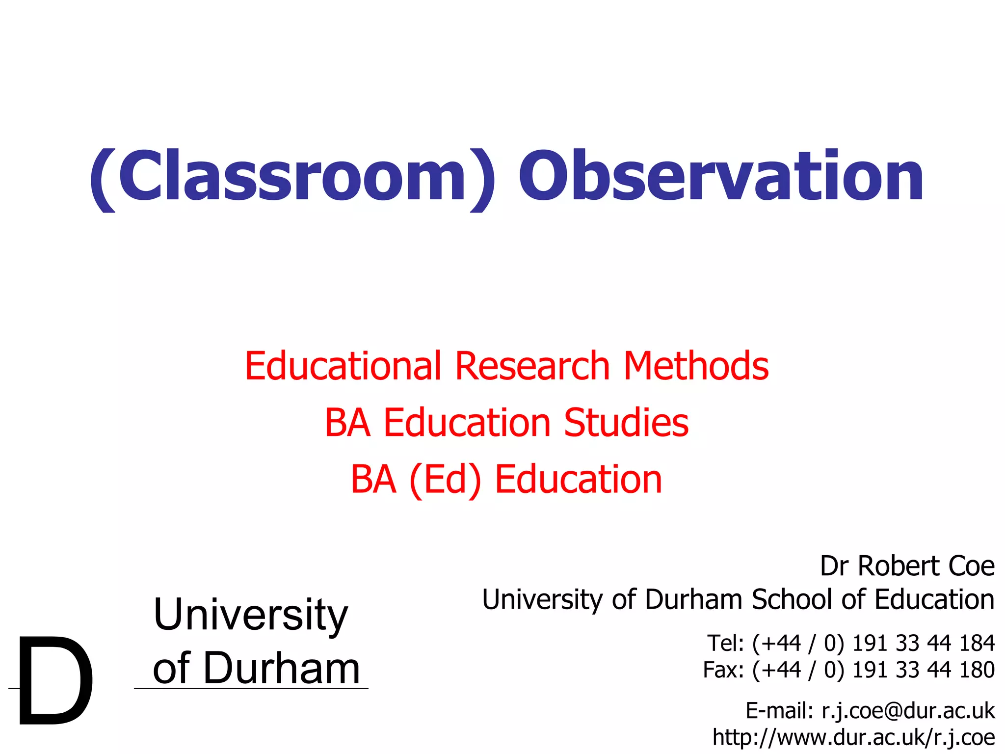 6 classroom observation | PPT
