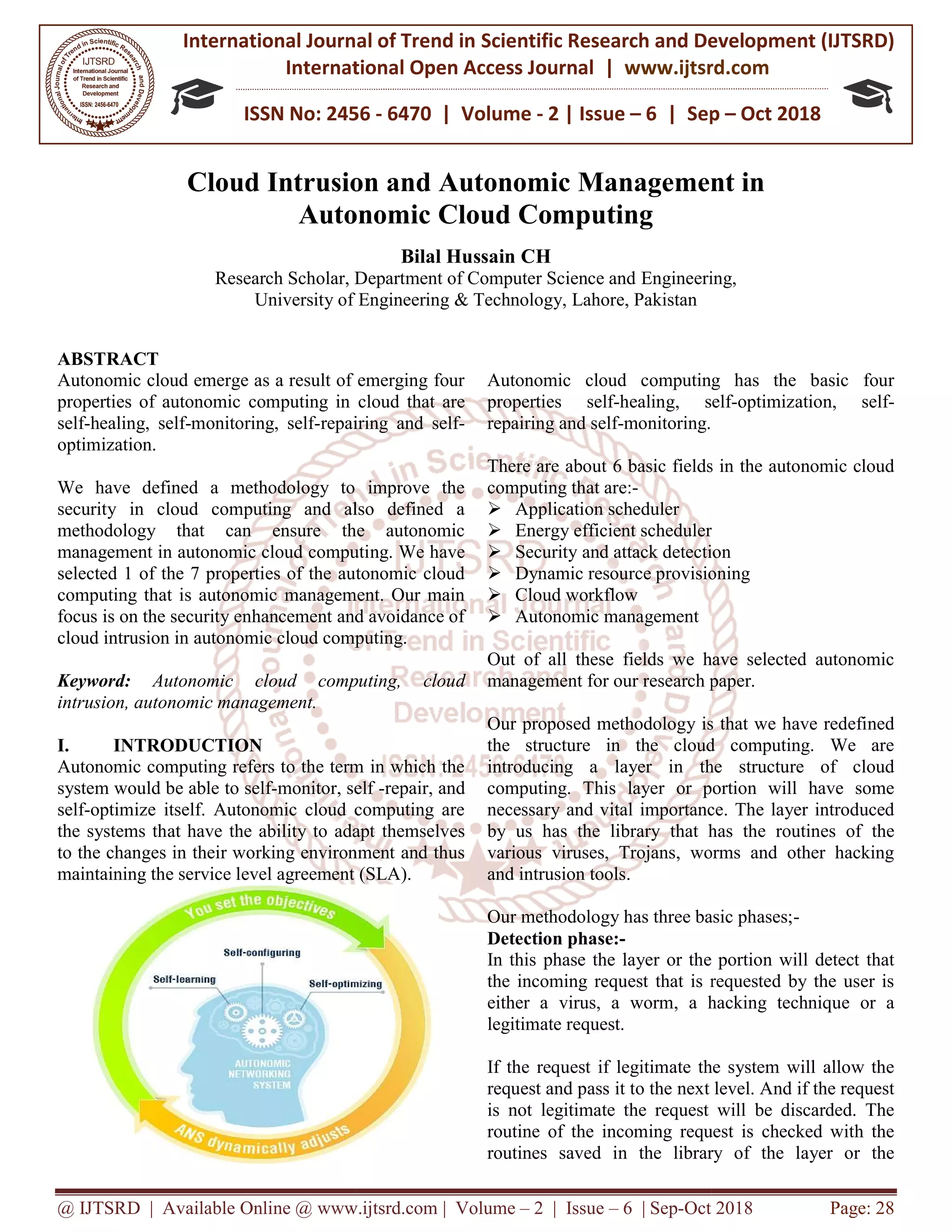 Cloud Intrusion And Autonomic Management In Autonomic Cloud Computing Pdf