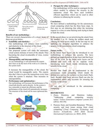 Cloud Intrusion and Autonomic Management in Autonomic Cloud Computing | PDF