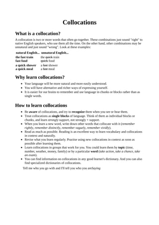 Collocations | PDF