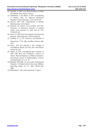 Comparison of Mechanical Properties of Austempered, Normalized and As-Weld Carbon Steel Weldment ...