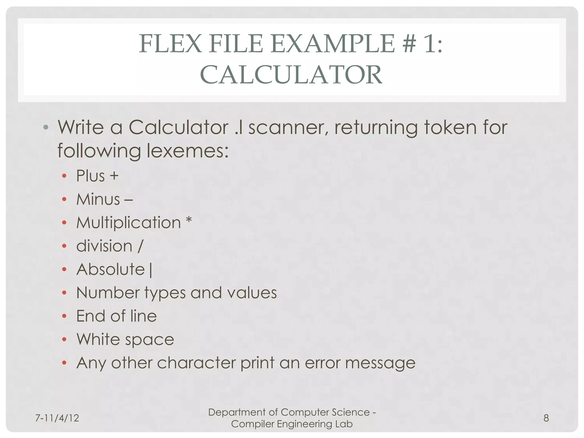 6 compiler lab - Flex | PPTX
